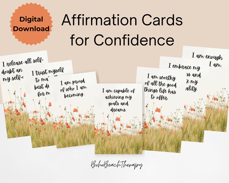 Printable Positive Affirmations for Confidence, Digital Affirmation ...