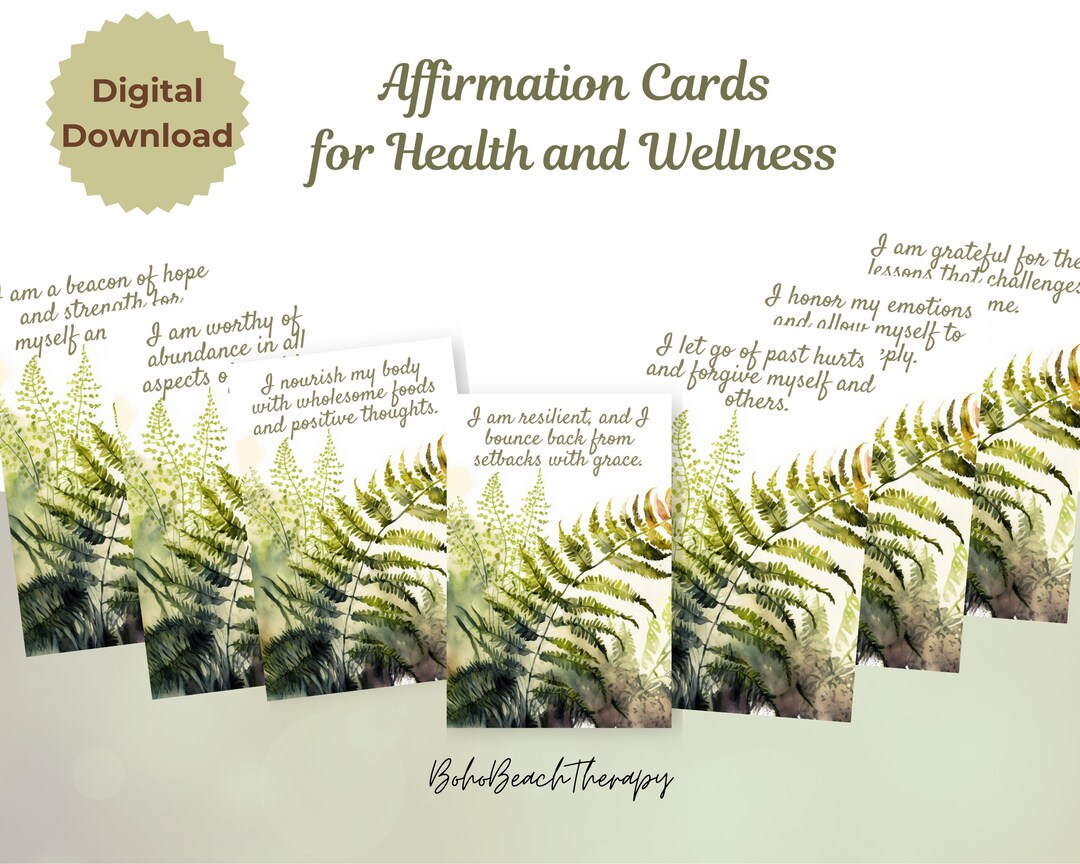 Printable Health and Wellness Affirmations, Positive Affirmation Cards ...