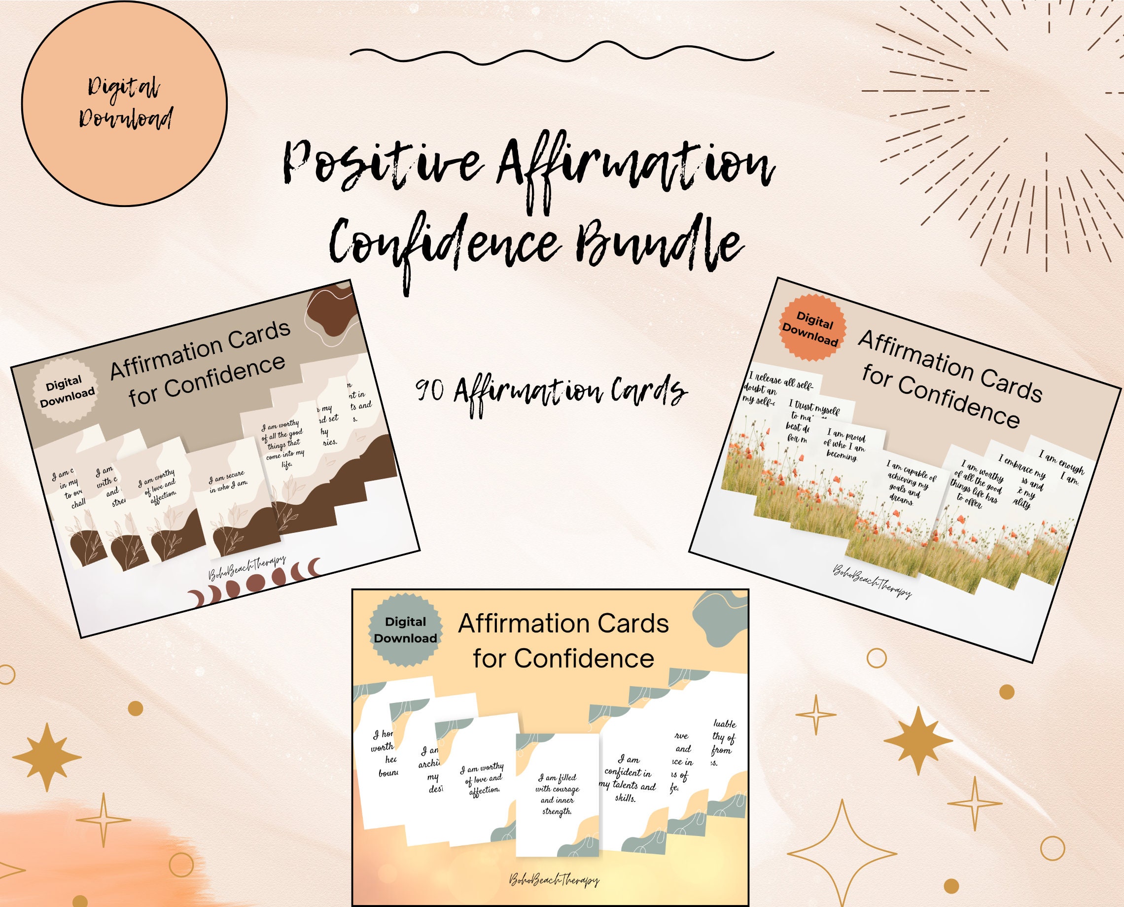 Positive Affirmation Bundle, Daily Affirmations for Confidence, Self ...