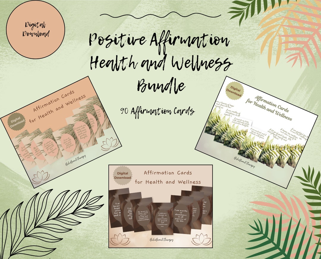 Health and Wellness Positive Affirmation Bundle, Therapist Bundle ...
