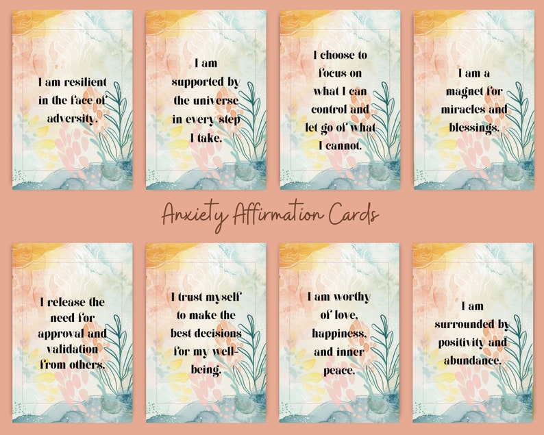 Printable Positive Affirmations for Anxiety Relief, Daily Positive ...