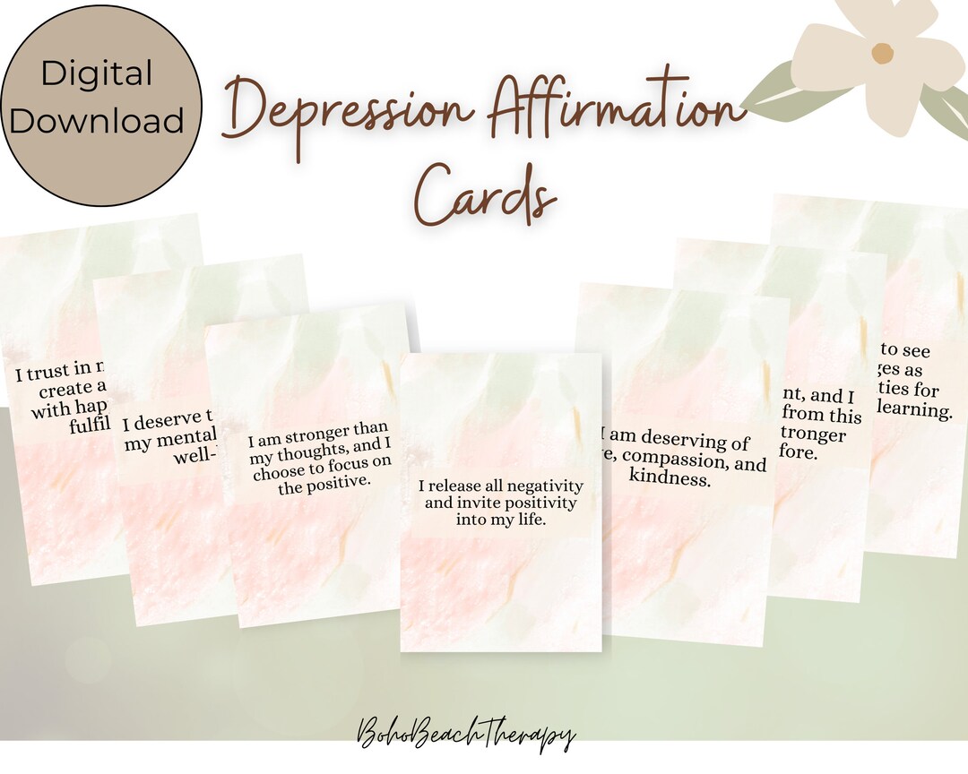 Positive Affirmation Cards for Depression, Self-care Cards, Depression ...