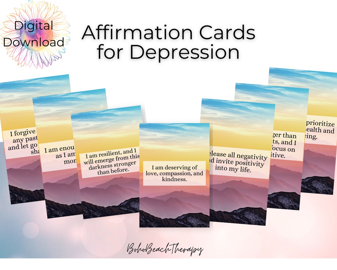 Printable Positive Affirmation Cards for Depression Relief, Digital ...