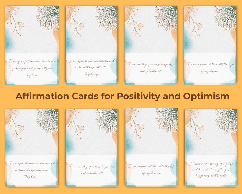 Printable Positivity and Optimism Affirmations, Digital Positive ...
