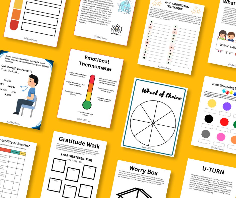 Therapist Bundle: Coping Skills, Therapy Activities, Grounding ...