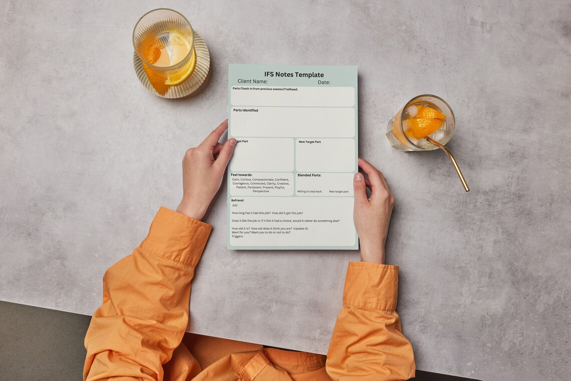 Internal Family Systems (IFS) Note Template for Therapists, Tools for ...