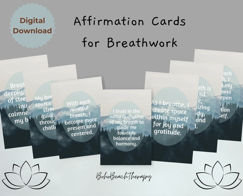 Breath Work Positive Affirmations Bundle, Digital Affirmations, Daily ...