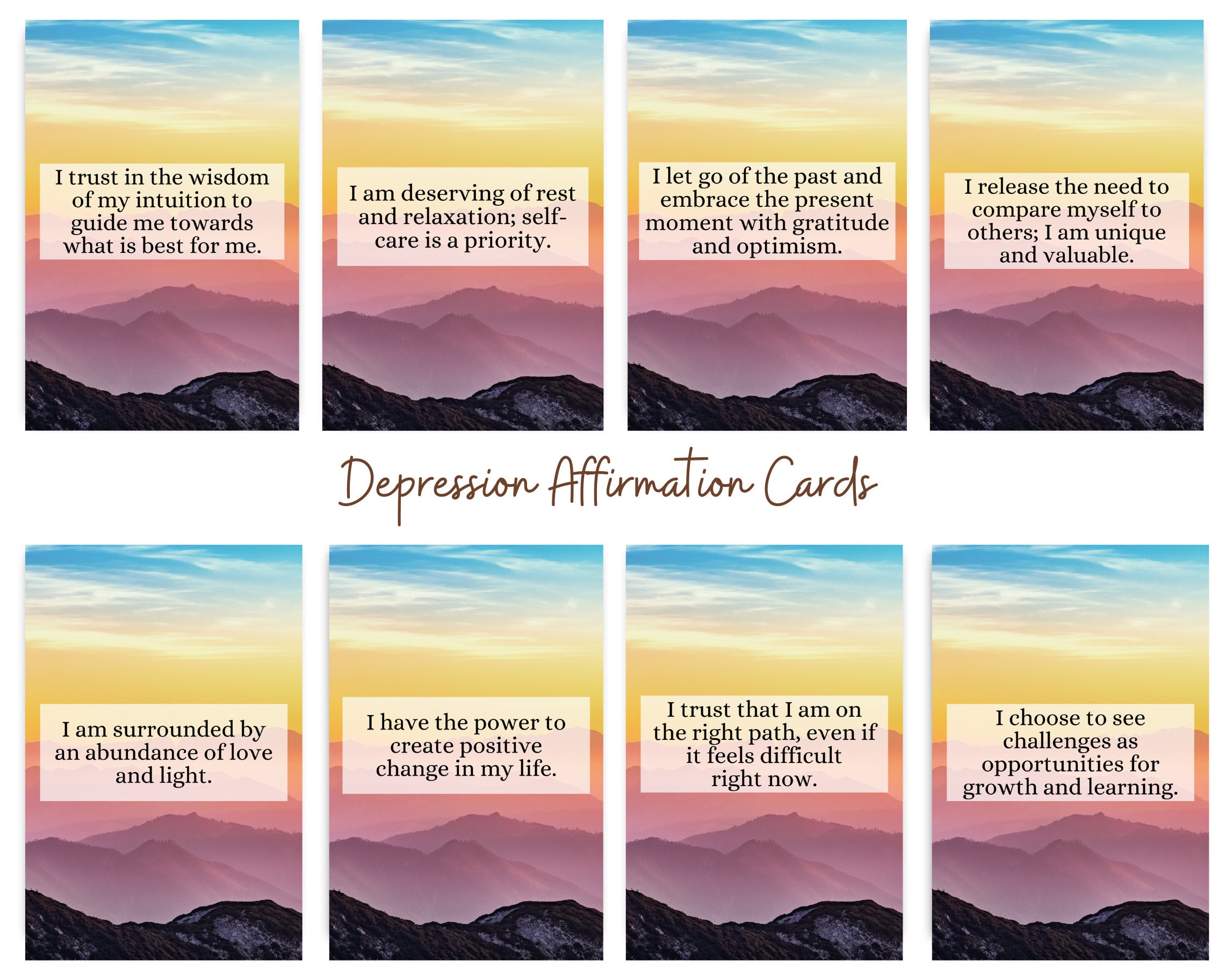 Printable Positive Affirmation Cards for Depression Relief, Digital ...