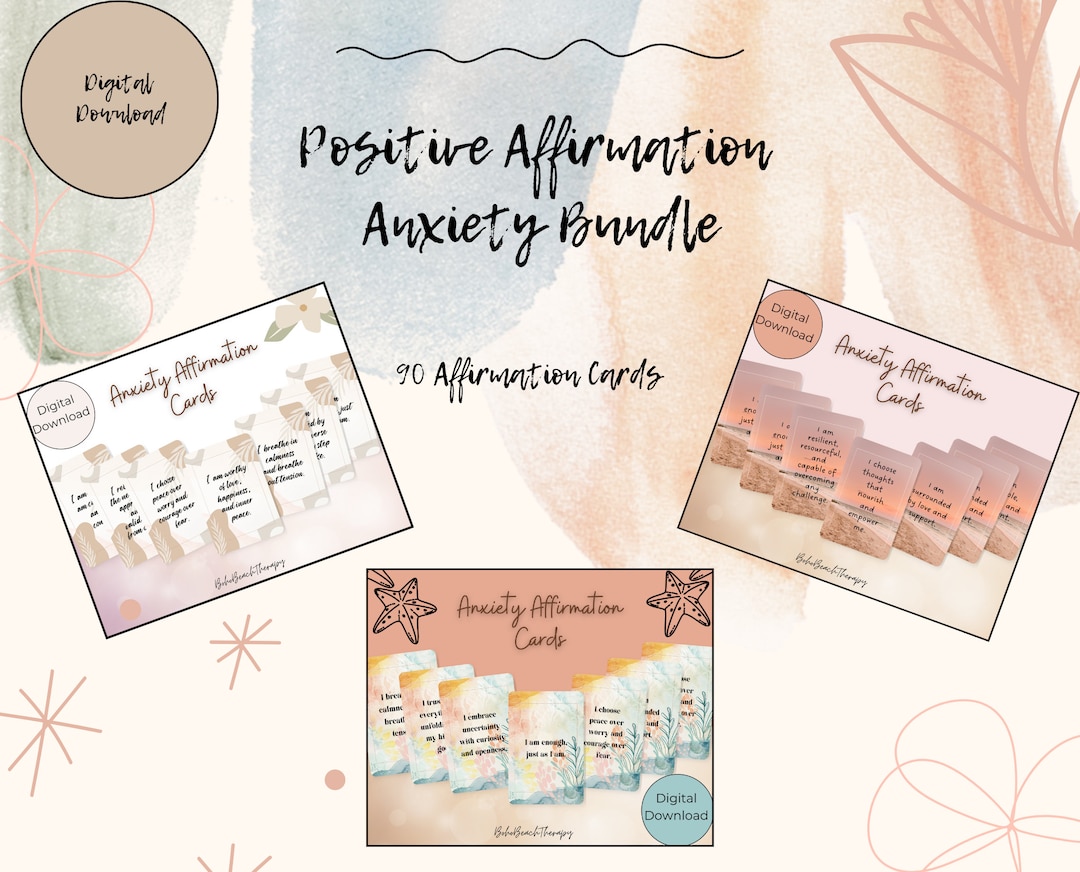 Positive Affirmations: Anxiety Bundle, Therapist Bundle, Digital ...