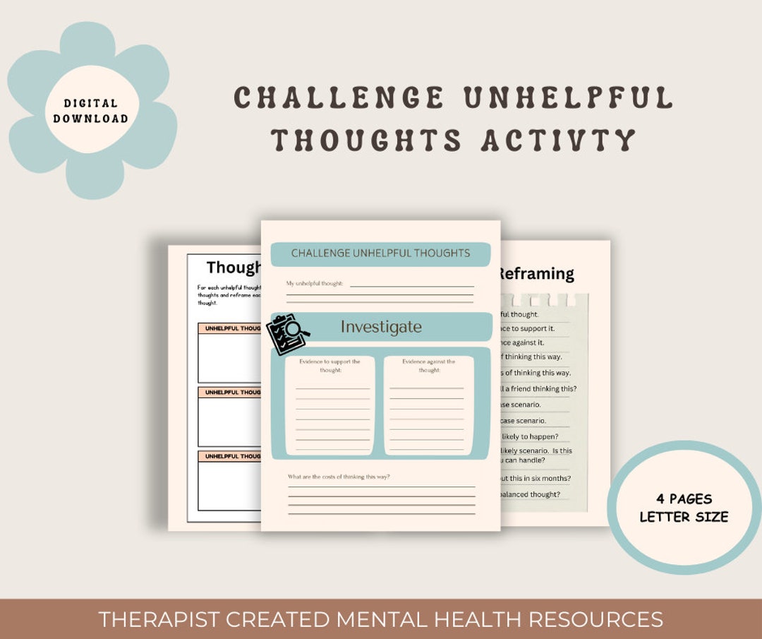 Positive Thinking Therapy Tools, Challenge Unhelpful Thoughts, Thought ...