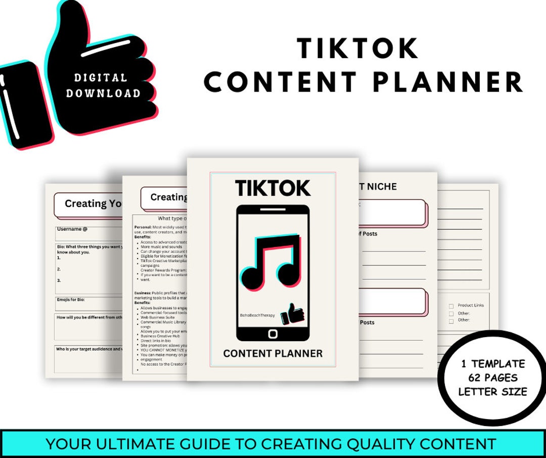 Tiktok Content Planner, Ultimate Guide to Creating Content and Growing ...