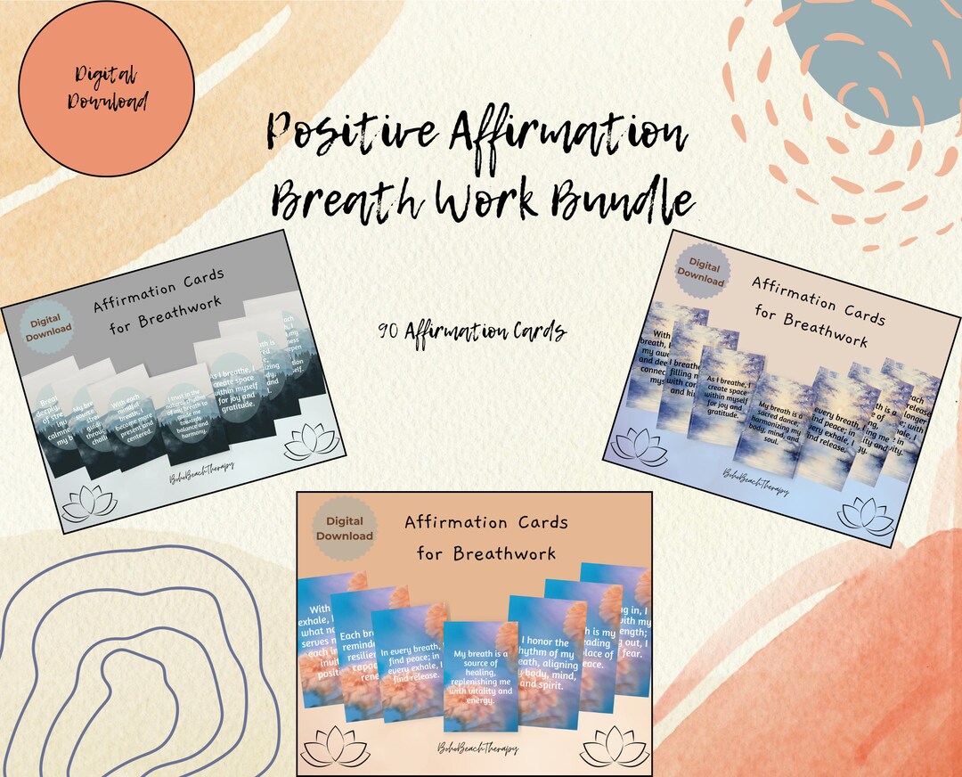 Breath Work Positive Affirmations Bundle, Digital Affirmations, Daily ...