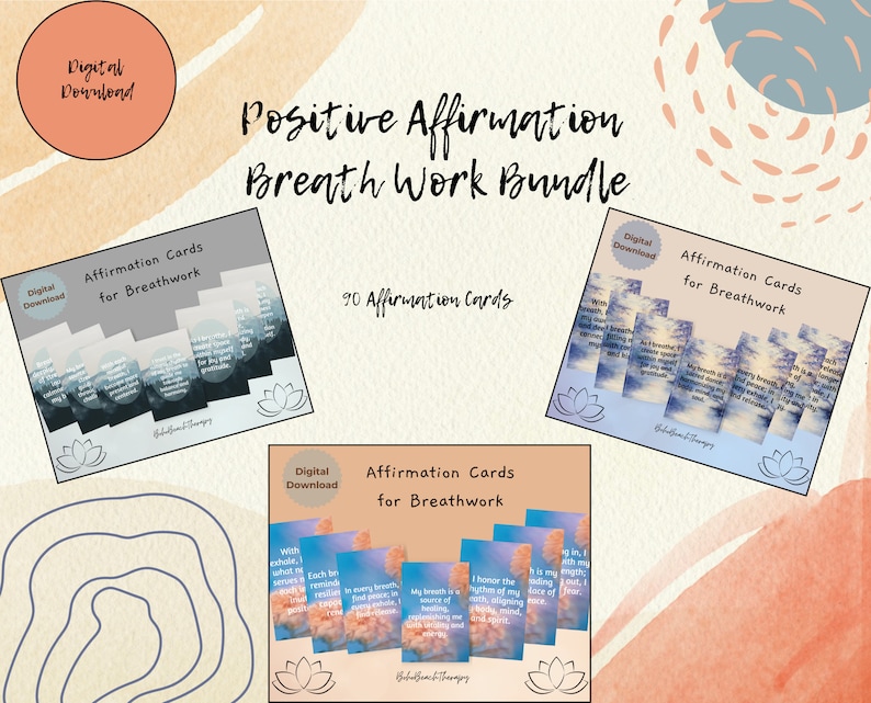 Breath Work Positive Affirmations Bundle, Digital Affirmations, Daily ...