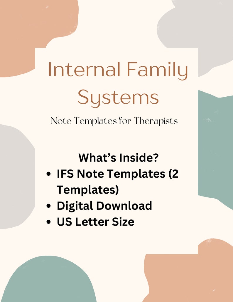 Internal Family Systems (IFS) Note Template for Therapists, Tools for ...