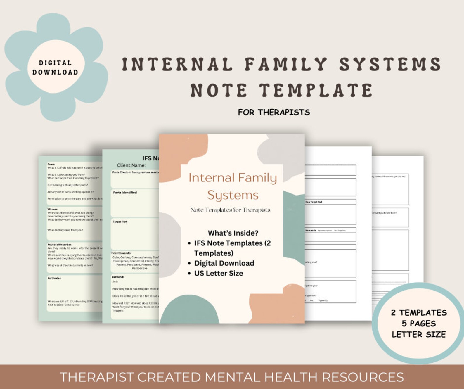Internal Family Systems (IFS) Note Template for Therapists, Tools for ...