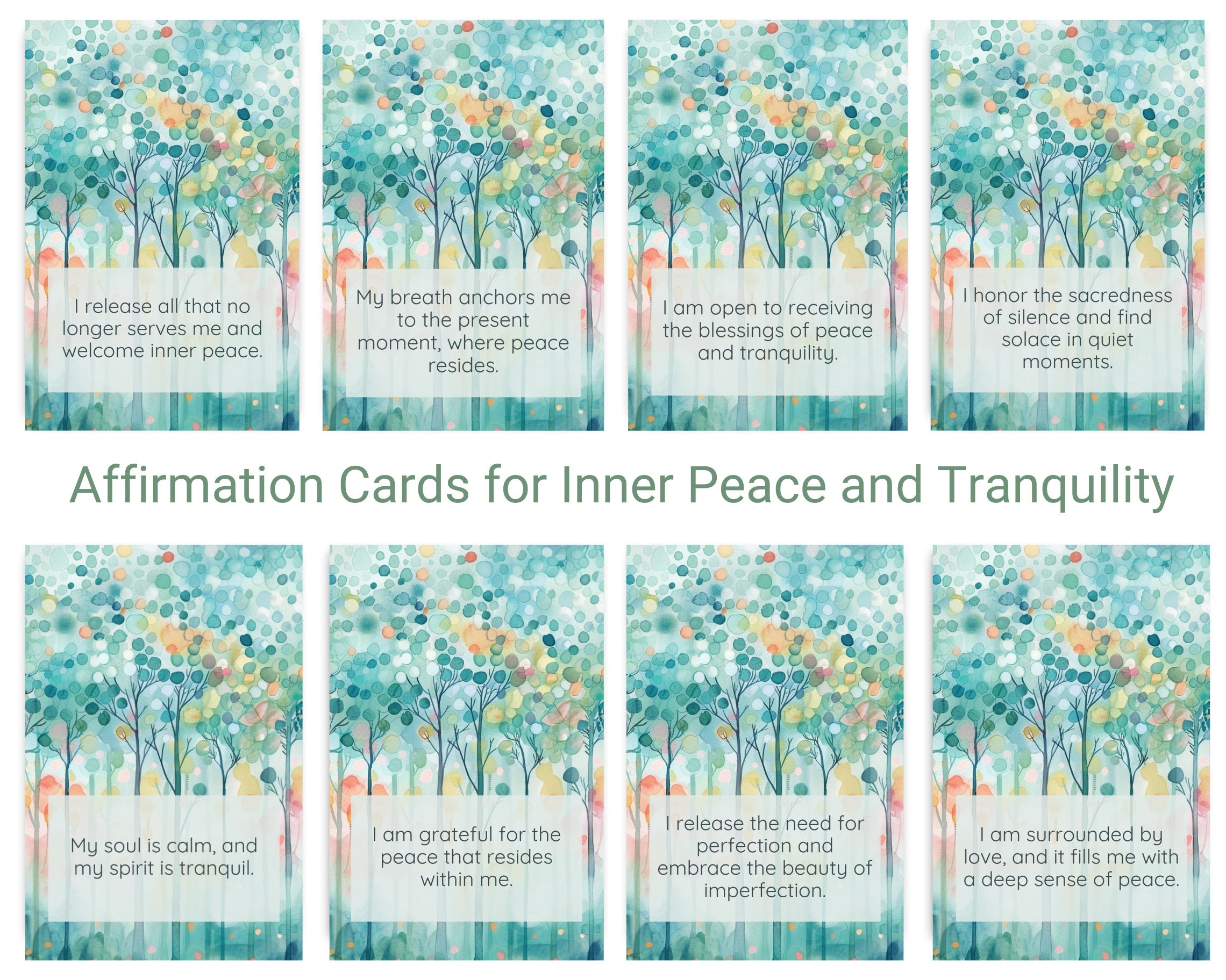Printable Positive Affirmation Cards for Inner Peace and Tranquility ...