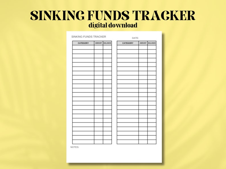 Sinking Funds Tracker (digital Download / Printable) - Etsy