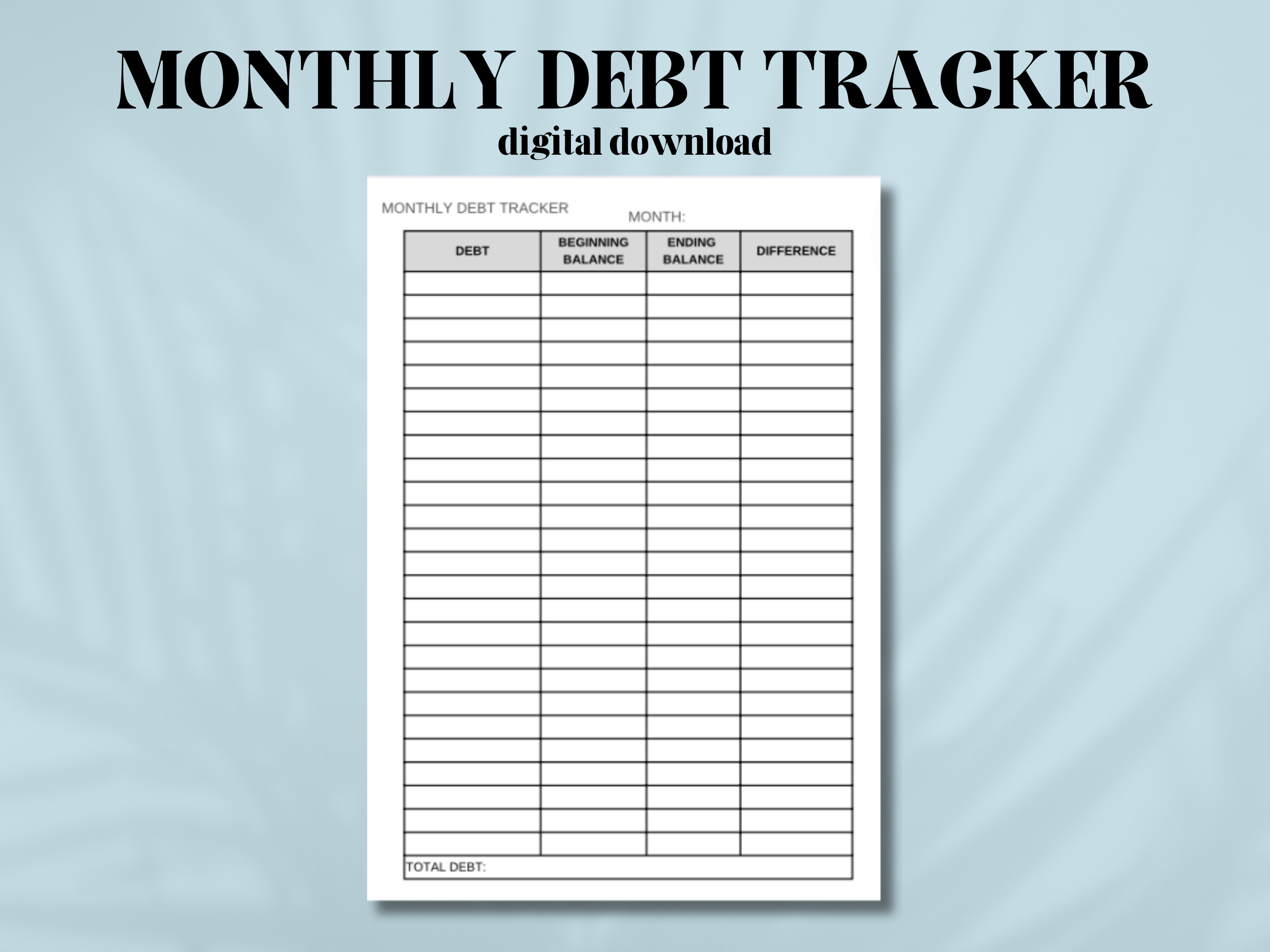 Monthly Debt Tracker (digital Download / Printable) - Etsy