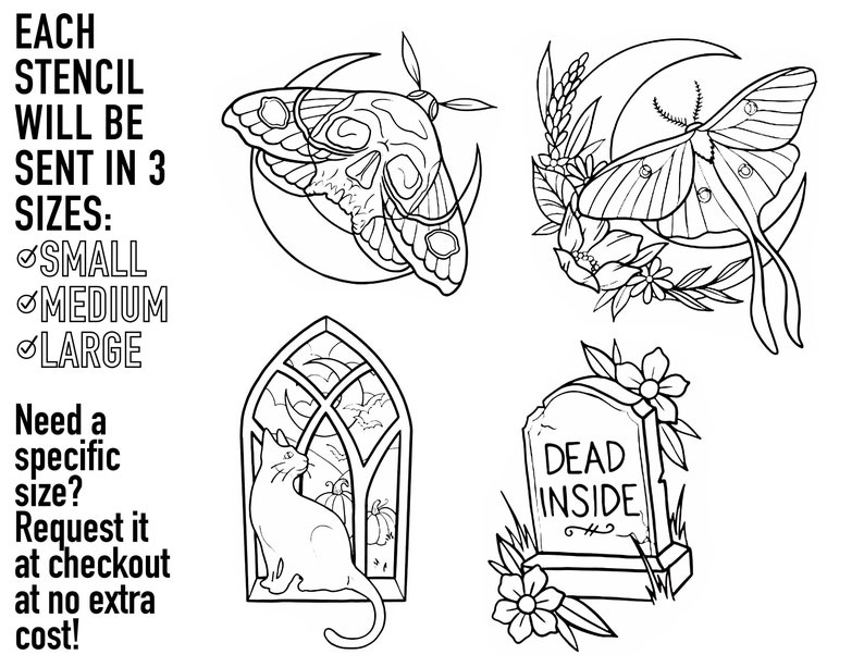 Pre-made Stencils, Ready to Use, Pre Printed, Handpoke Tattoo or ...