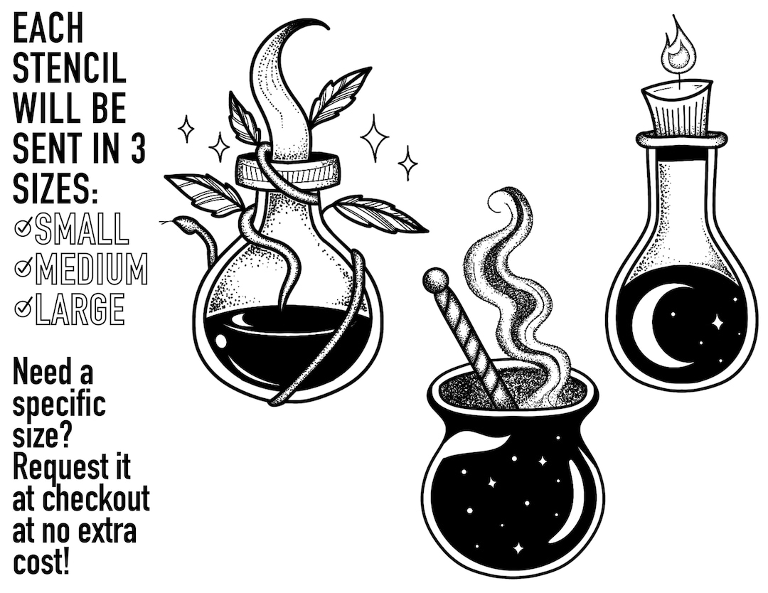 Pre-made Stencils, Ready to Use, Pre Printed, Handpoke Tattoo or ...