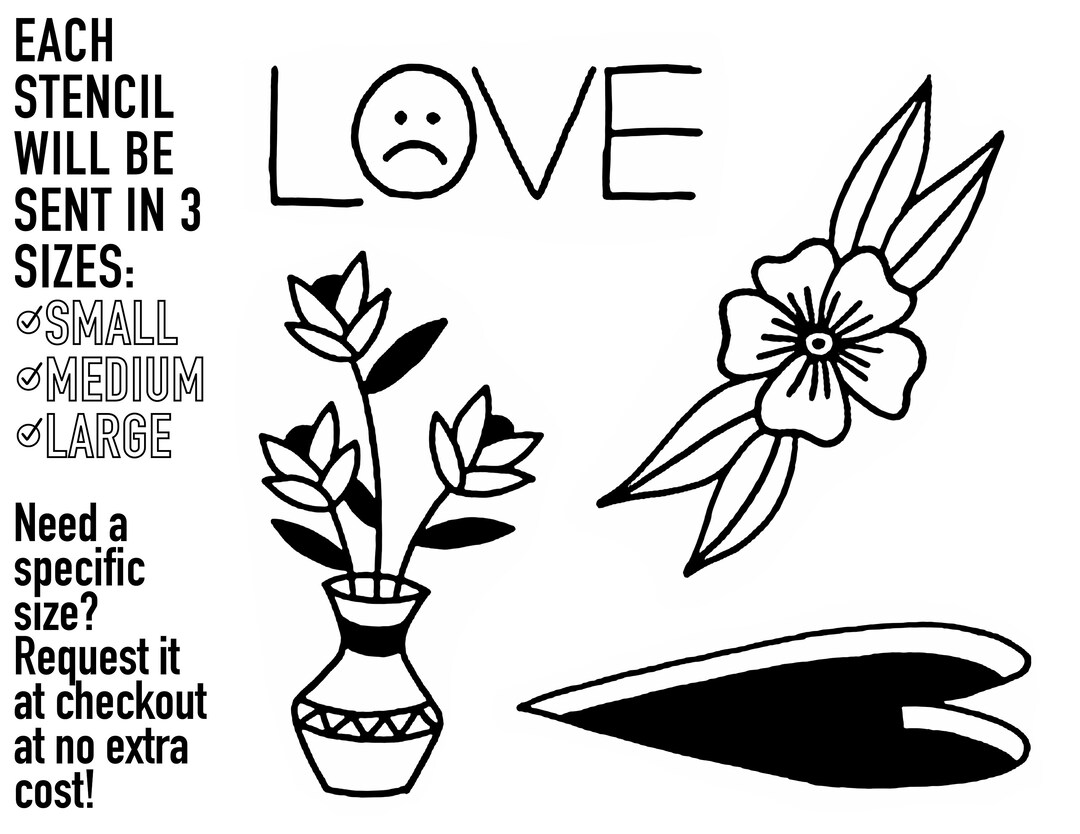 Pre-made Stencils, Ready to Use, Pre Printed, Handpoke Tattoo or ...