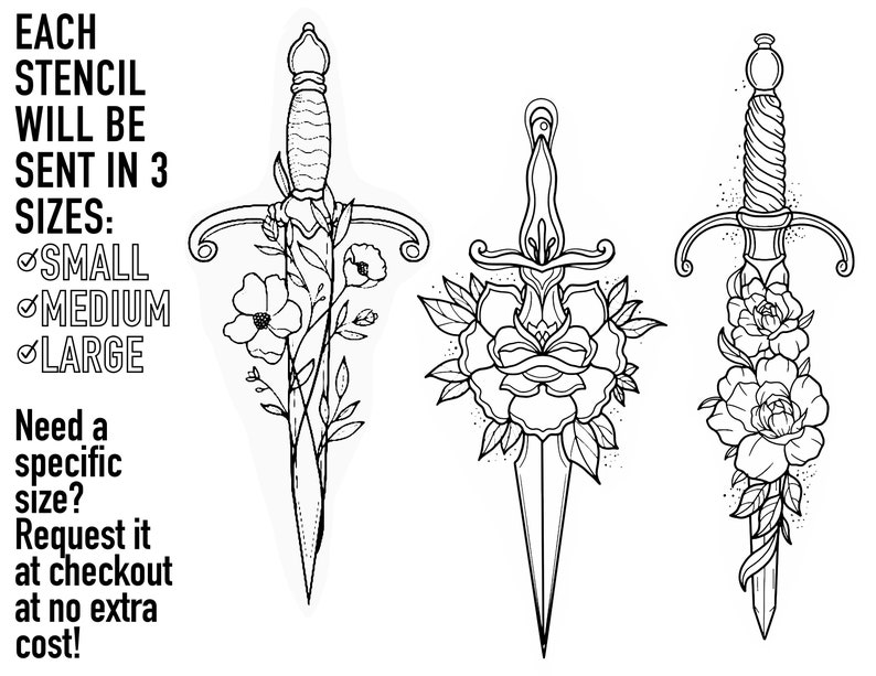 Pre-made Stencils, Ready to Use, Pre Printed, Handpoke Tattoo or ...