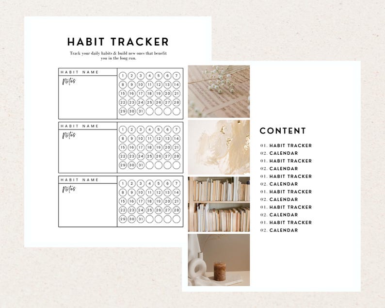Habit Tracker Printable, Habit Tracker Digital, Daily Habit Tracker ...