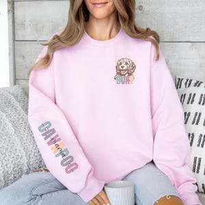 Personalized Cavapoo Sweatshirt, Cavapoo Dog Mama Shirt, Cozy Crewneck Sweater, Custom Sleeve ...
