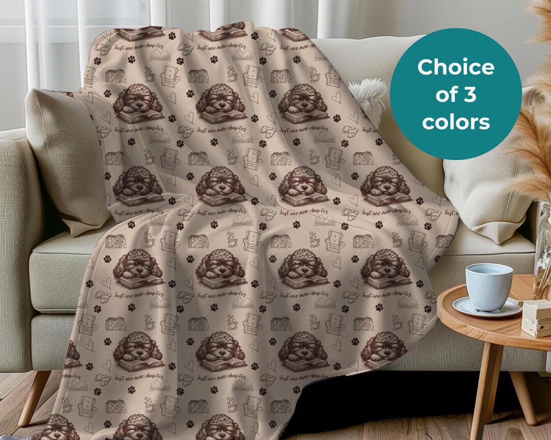 Cavapoo Dog Blanket, Bookish Cavapoo Dog Mom Gift, Gift for Cavapoo Dog ...
