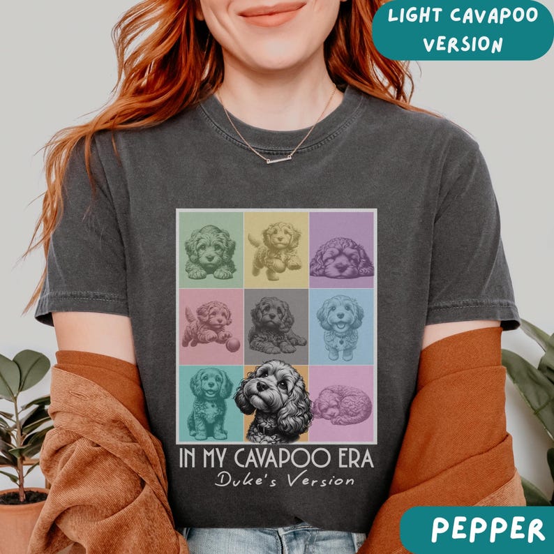 Custom Cavapoo T-shirt, in My Cavapoo Era, Dog Mom Comfort Colors ...
