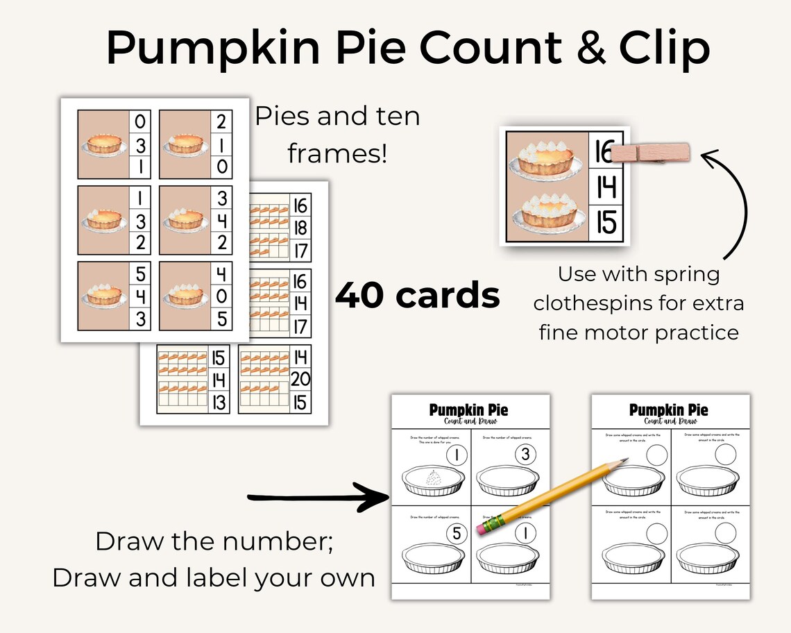 Pumpkin Pie Theme Bundle; Thanksgiving Learning Games for Preschool and ...