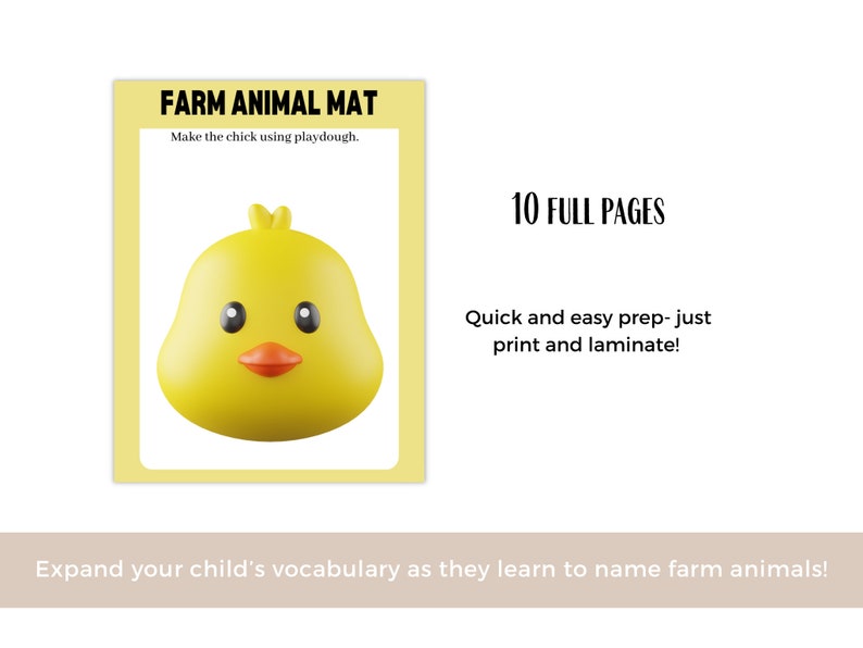 Printable Farm Animals Play Dough Mats, Playdough Sensory Learning ...