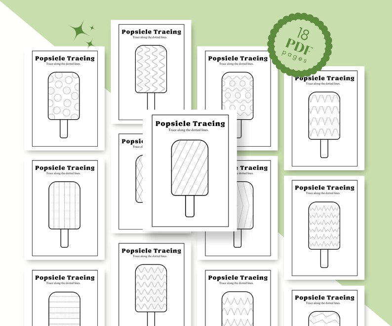 Popsicle Tracing Worksheets: Handwriting Practice (PDF Download) - Etsy