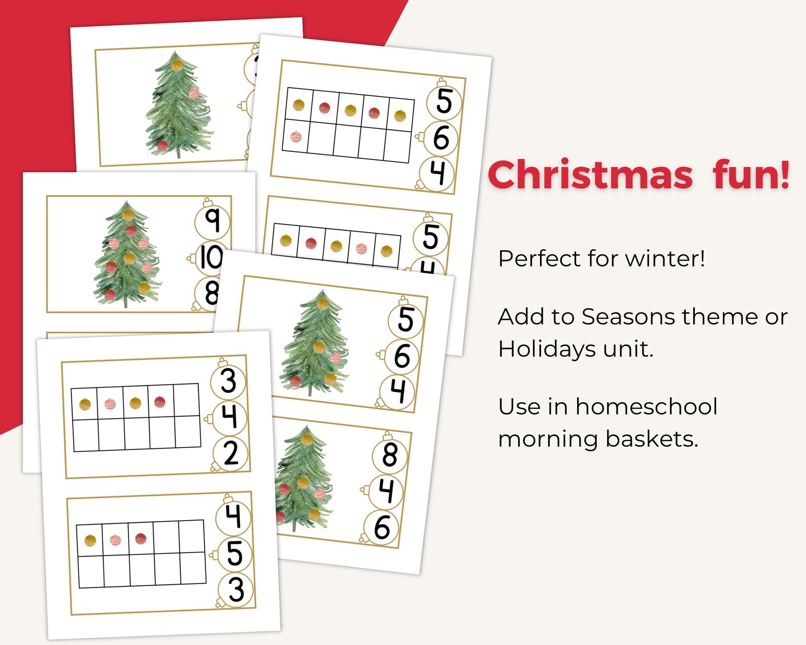 Christmas Ornament Count and Clip Cards: Preschool Number Activity (PDF ...