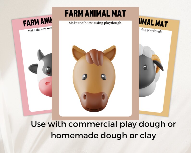 Printable Farm Animals Play Dough Mats, Playdough Sensory Learning ...
