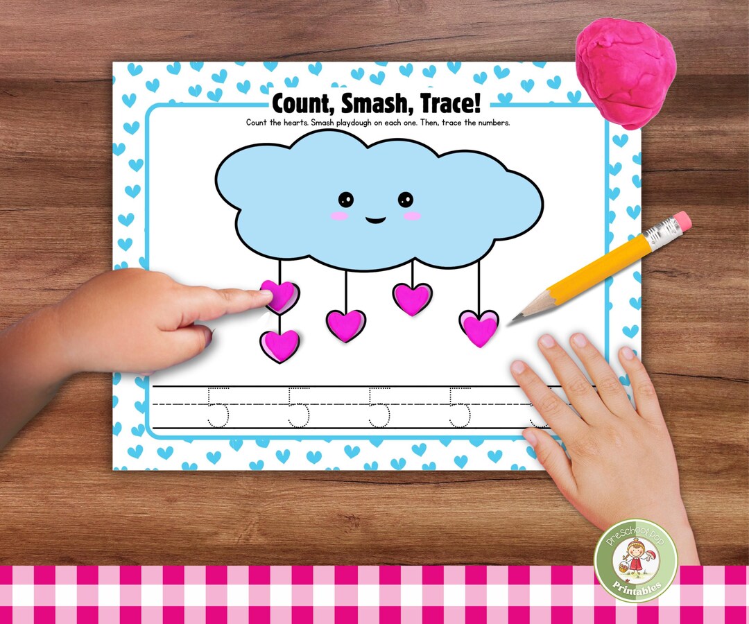 Cloud Playdough Smash Mat Numbers 1-10, Counting and Tracing Activity ...