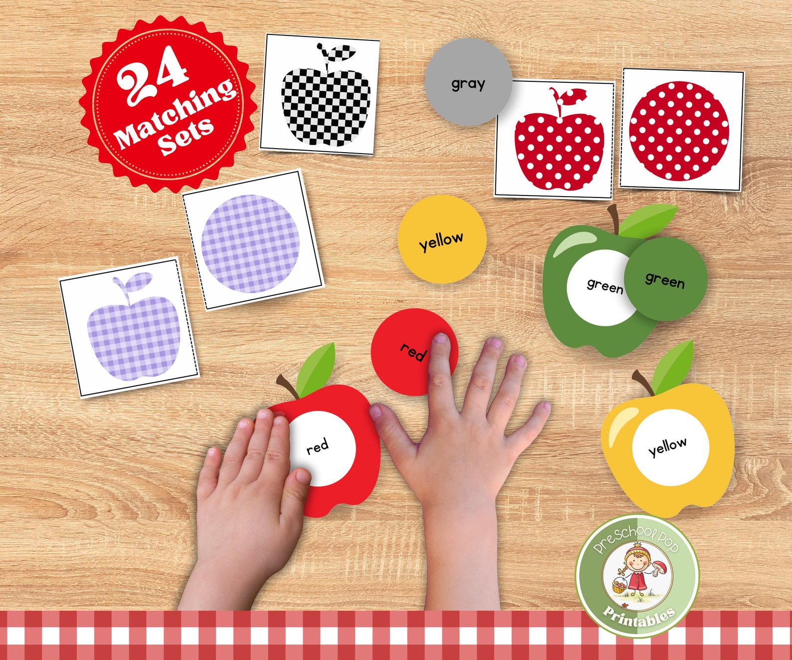Apple Theme Color Matching Game for Preschool; Colors Sorting Activity ...