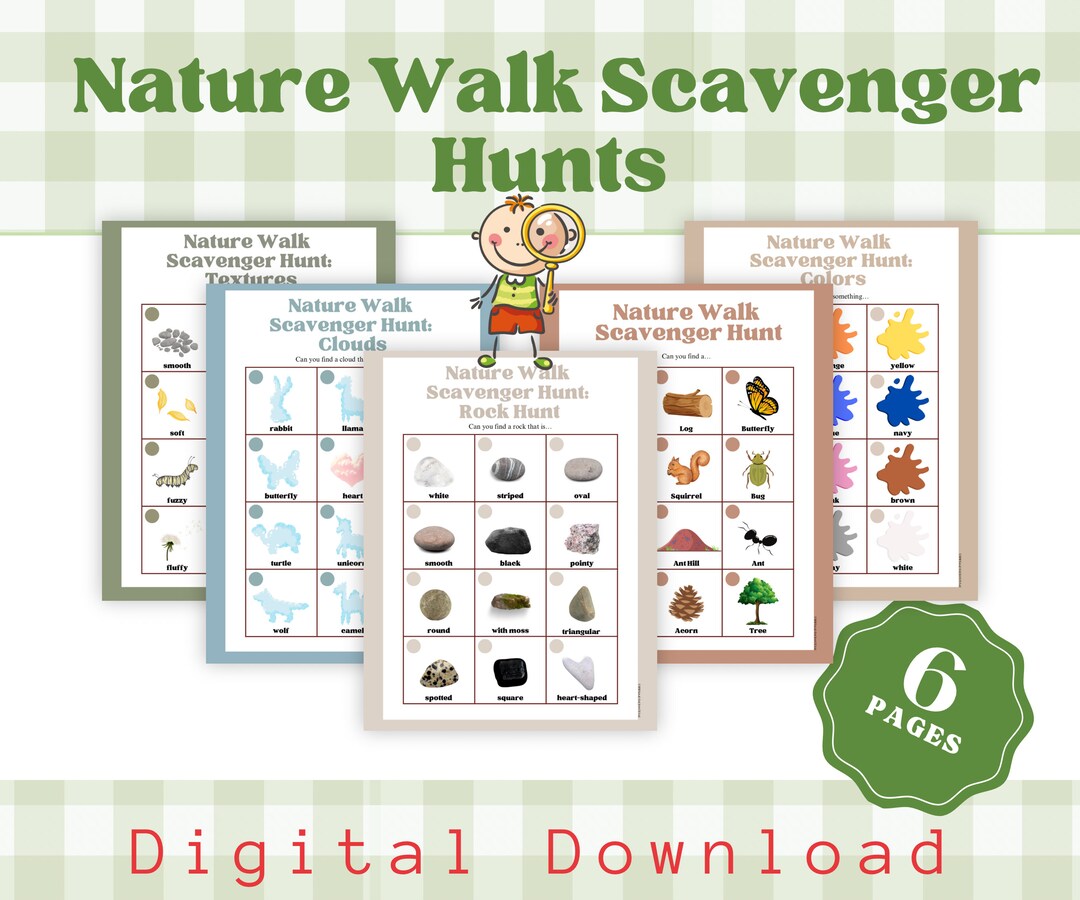 Nature Walk Scavenger Hunts, Printable Montessori Materials, Outdoor ...