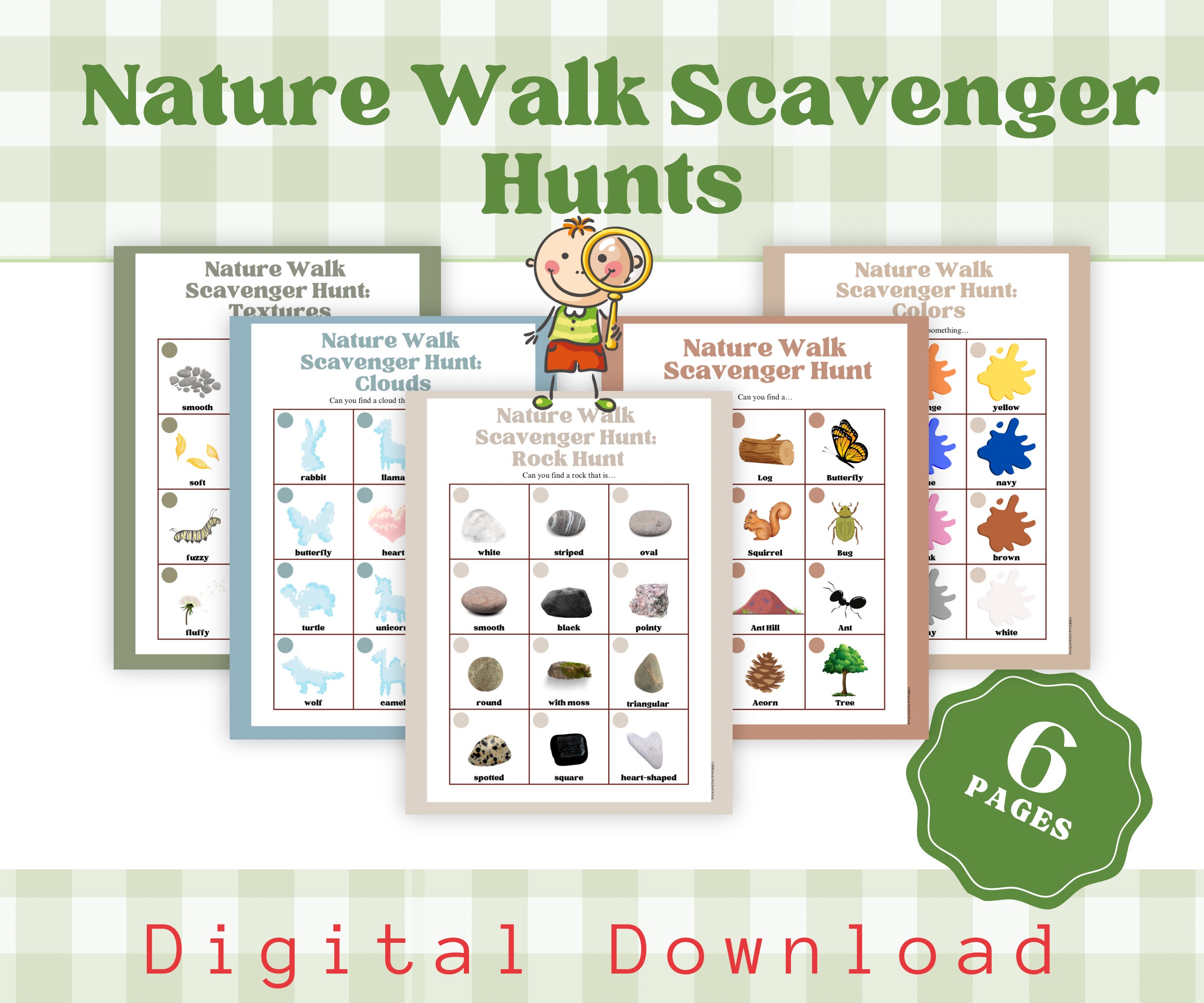 Nature Walk Scavenger Hunts, Printable Montessori Materials, Outdoor ...