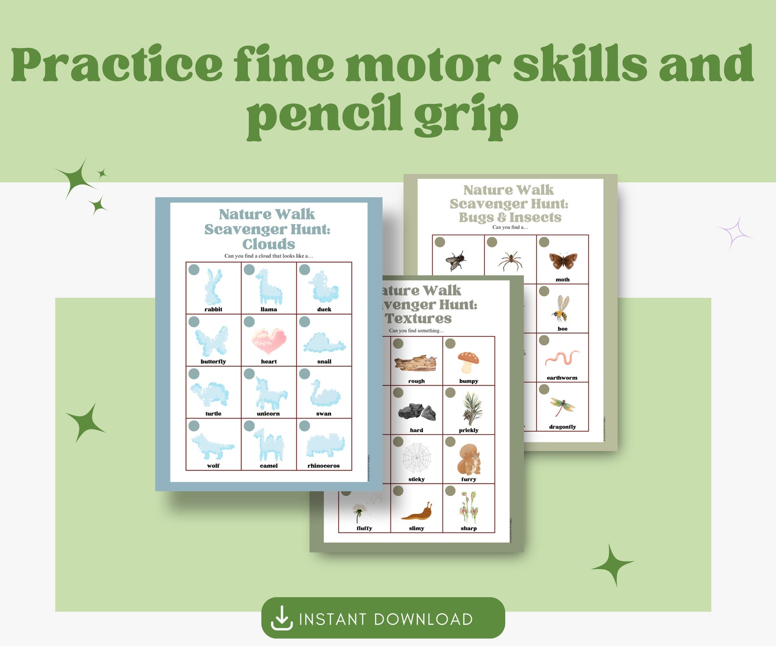 Nature Walk Scavenger Hunts, Printable Montessori Materials, Outdoor ...