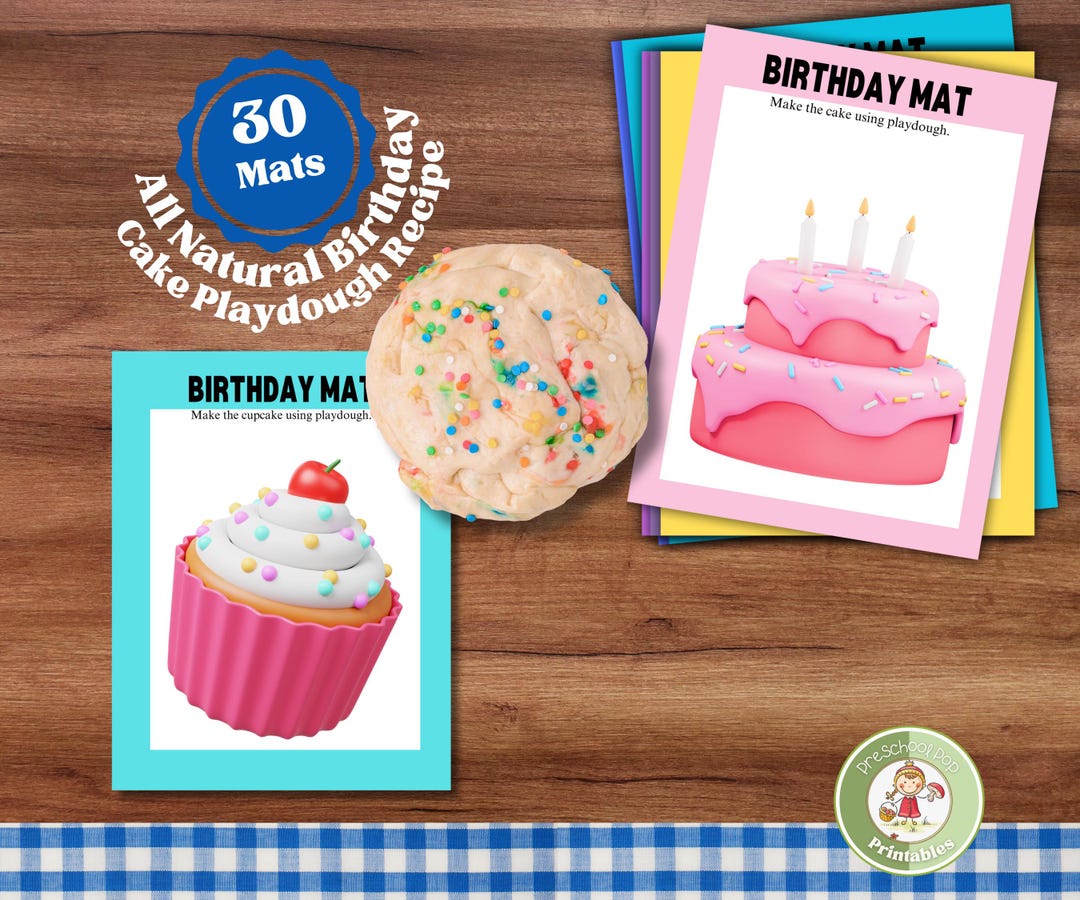Birthday Play Dough Mats With Cake Playdough Recipe Sensory Activity ...