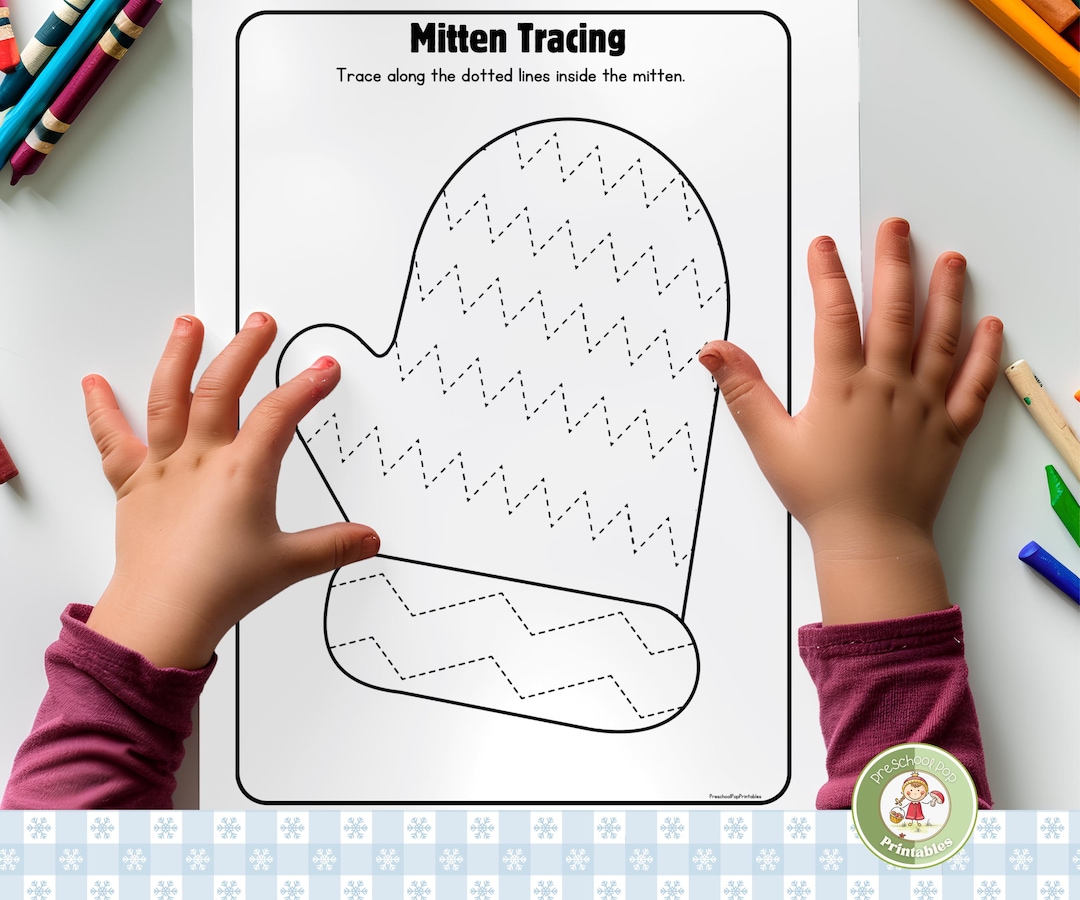 Printable Mitten Tracing Worksheets for Preschool & Toddlers Pencil ...