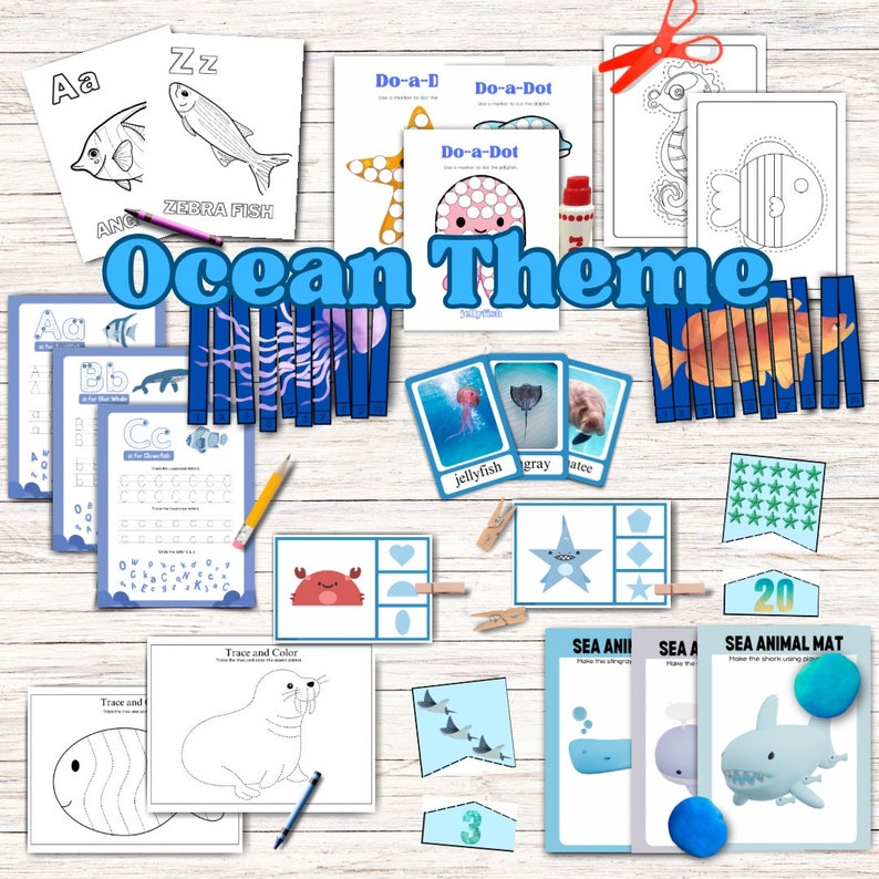 Printable Ocean Animals Cut Out Pages Under the Sea Pre-k Scissor ...