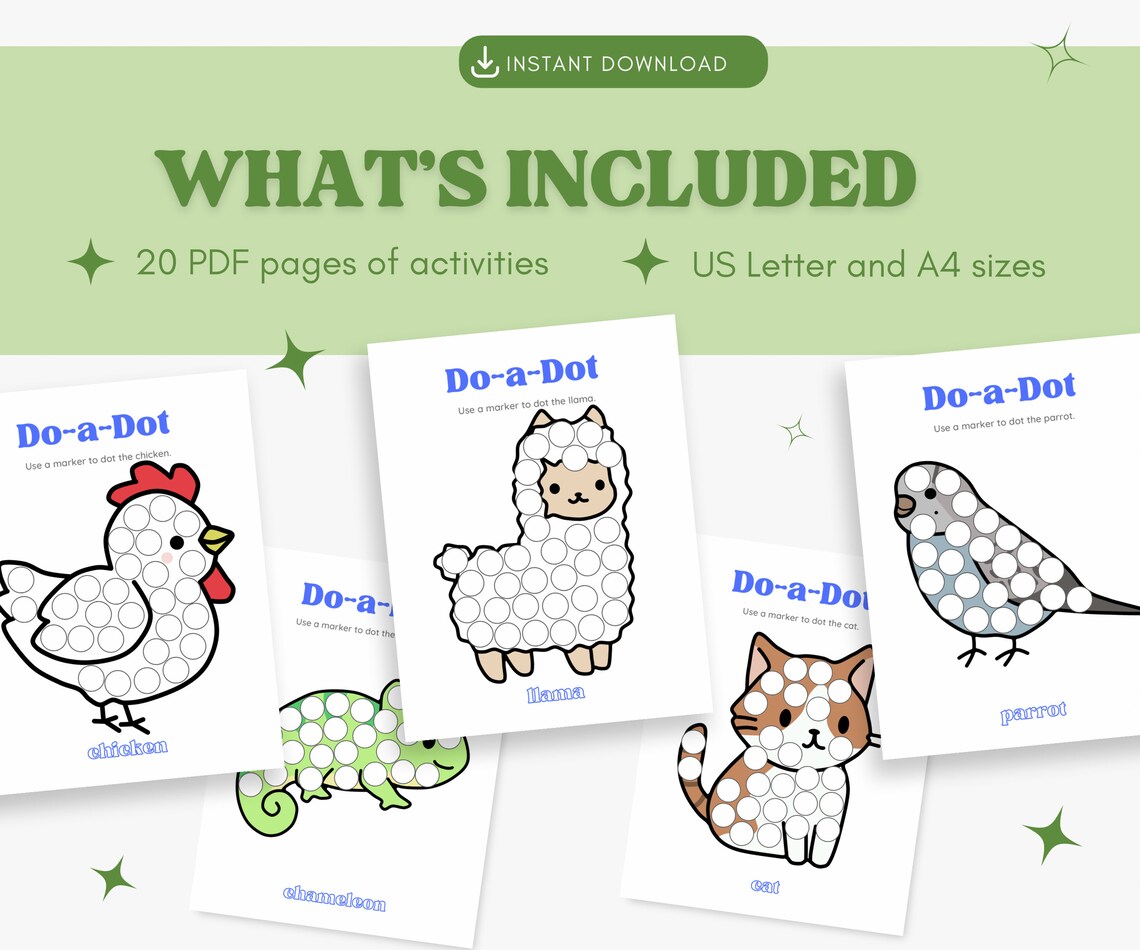 Printable Do-a-dot Pages, Farm Animals and Pets Theme, Fine Motor ...
