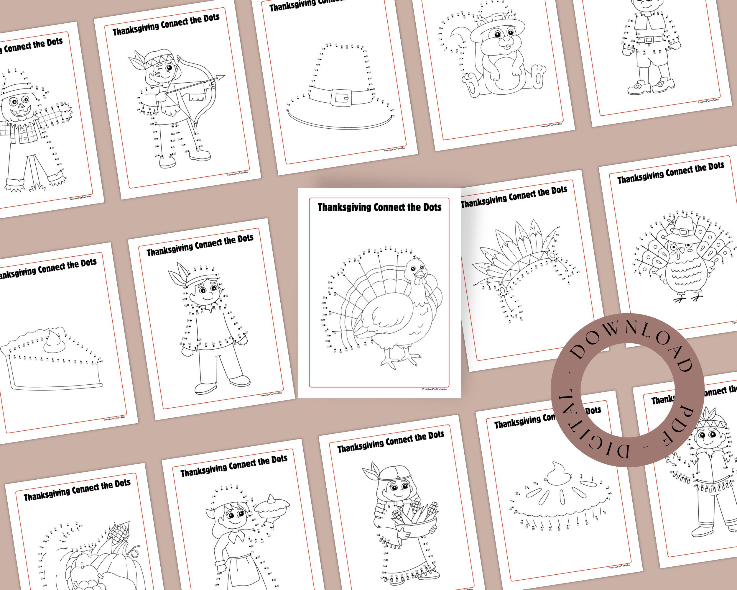 Thanksgiving Connect the Dots for Kids; Printable Numbers Worksheets ...