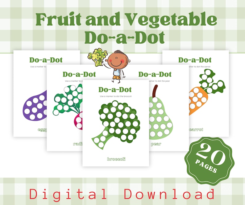 Fruit & Vegetable Do-a-dot Pages: Toddler Fine Motor Skills (PDF) - Etsy