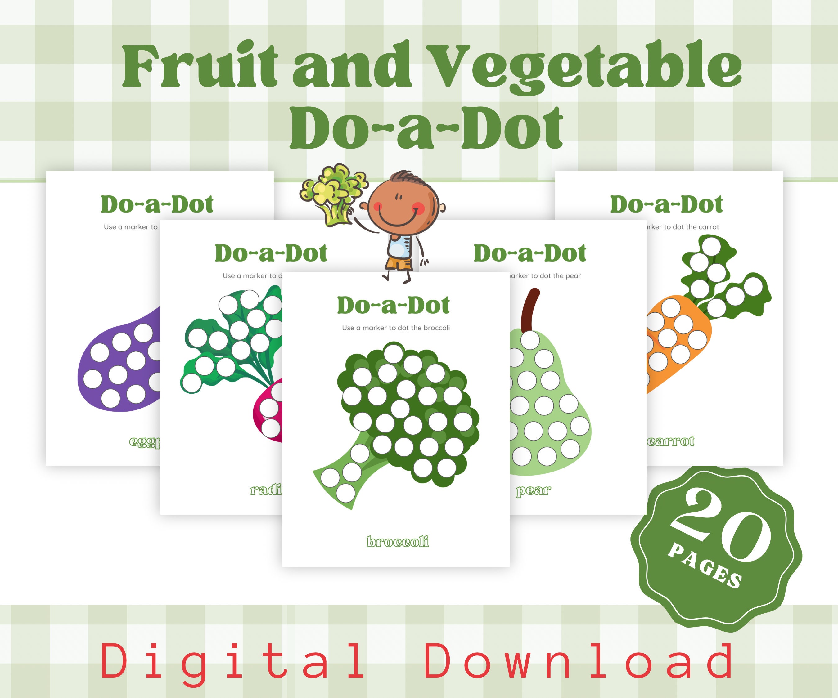 Fruit & Vegetable Do-a-dot Pages: Toddler Fine Motor Skills (PDF) - Etsy