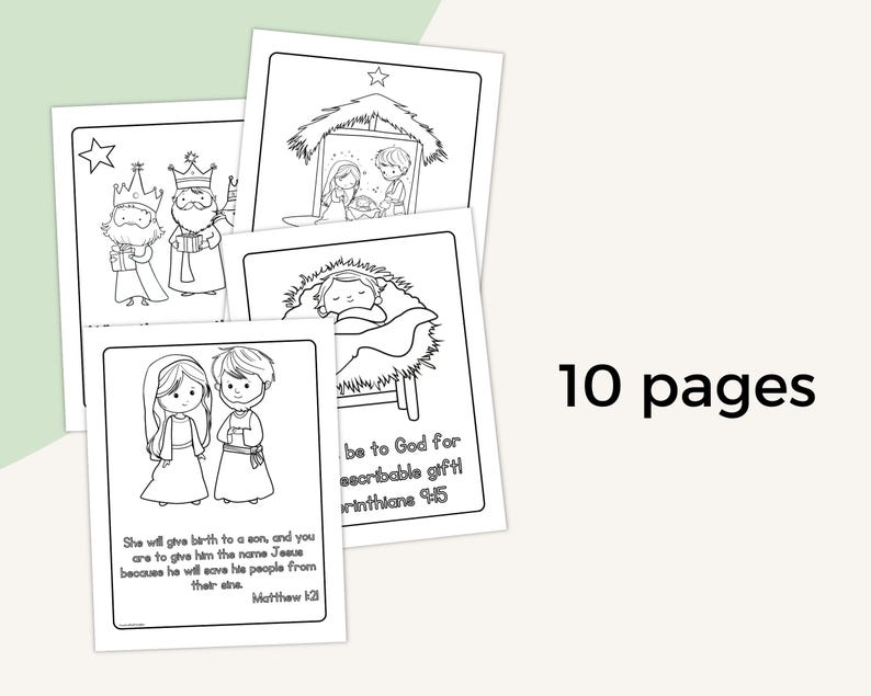 Nativity Coloring Pages With Scripture: Christmas Bible Activity (PDF ...