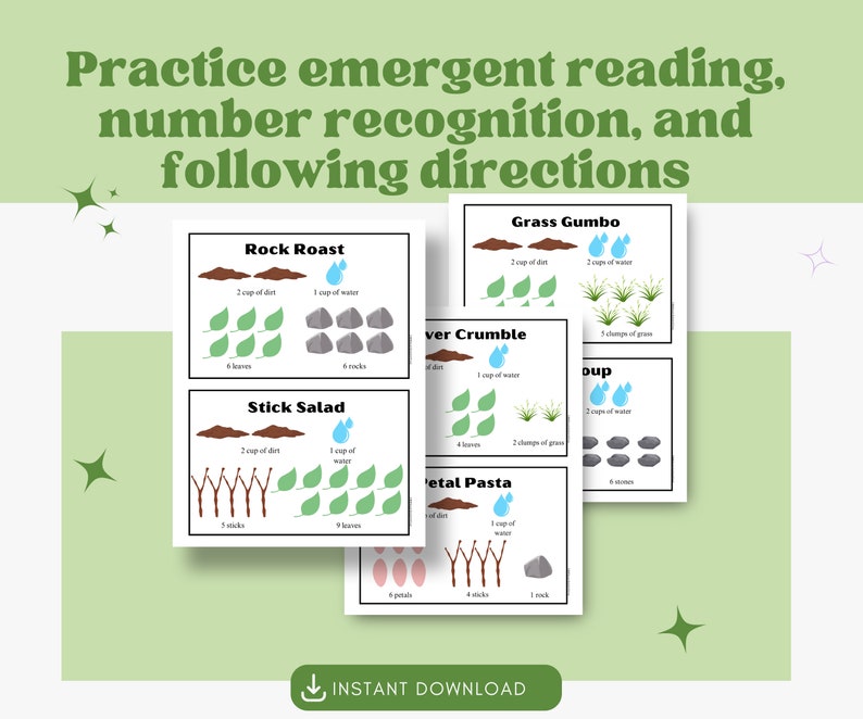 Mud Kitchen Recipes, Printable Recipe Cards for Sensory Play, Mud ...