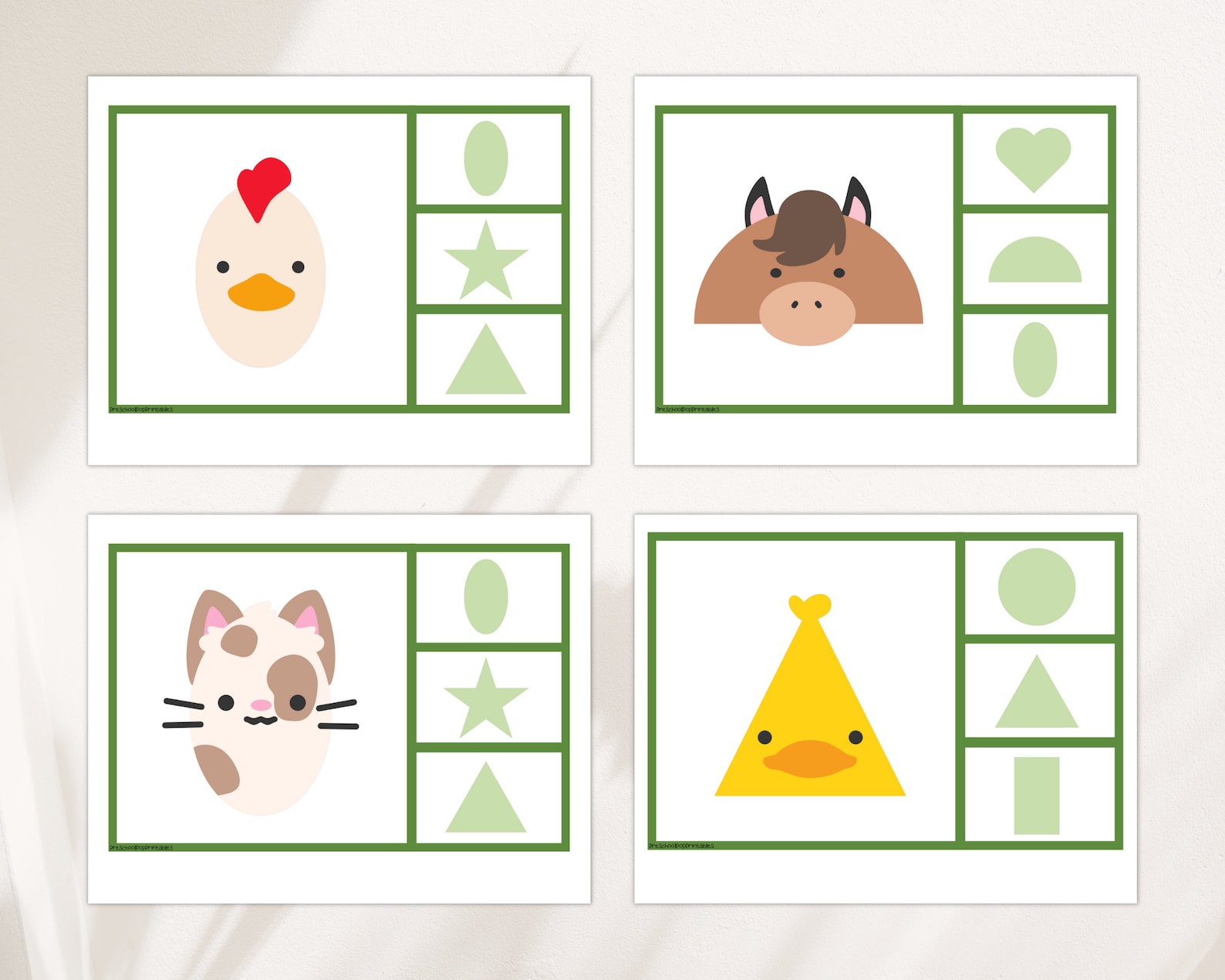 Farm Animals Shapes Clip Cards; Shape Activity for Toddlers Preschool ...